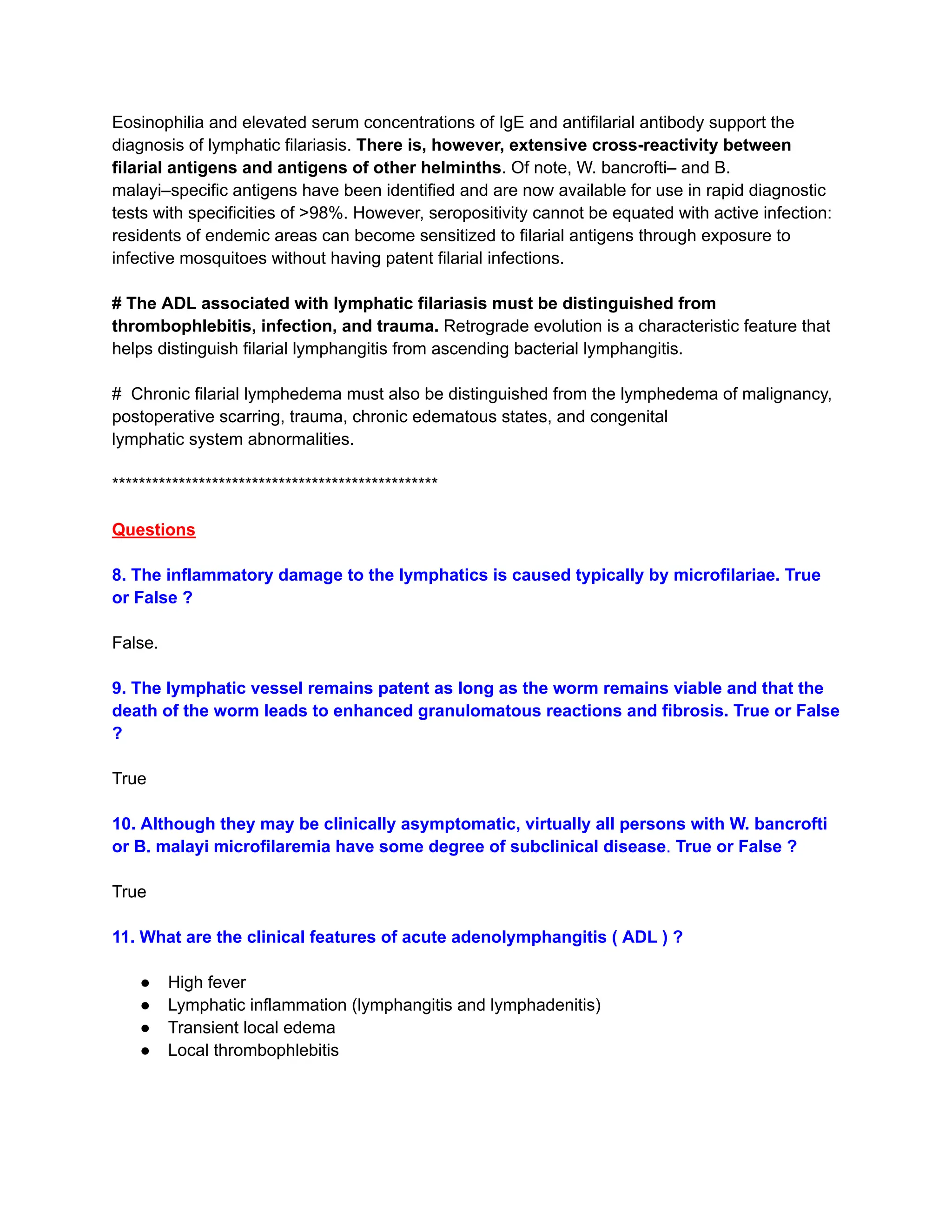 Lymphatic Filariasis - Important Points.pdf