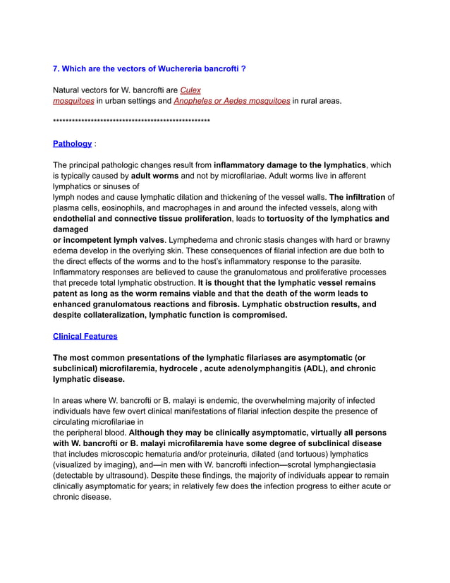 Lymphatic Filariasis - Important Points.pdf