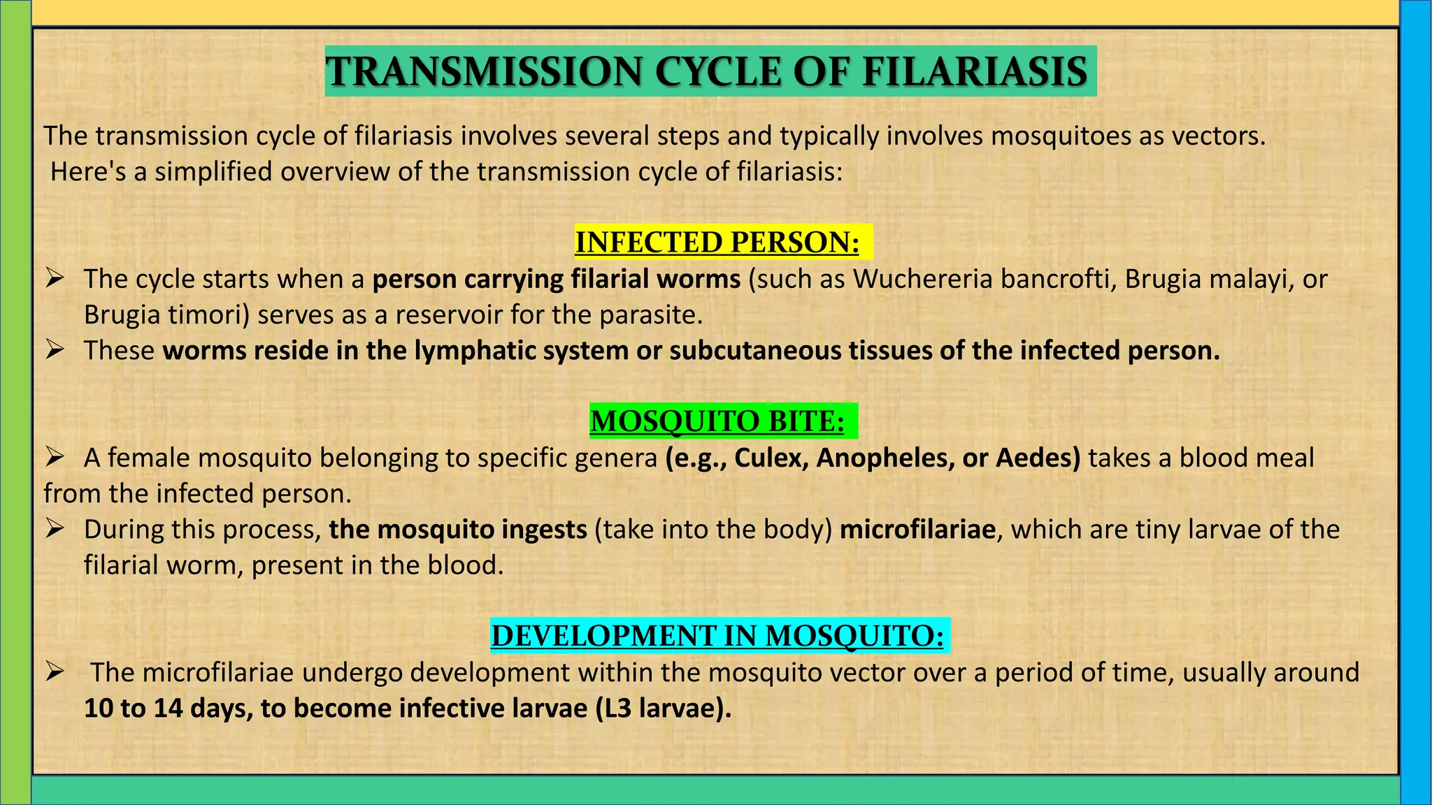 FILARIASIS (TRANSMISSION,TYPES,SYMPTOMS,PREVENTION,MCQS).pptx