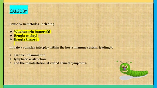 FILARIASIS (TRANSMISSION,TYPES,SYMPTOMS,PREVENTION,MCQS).pptx ...