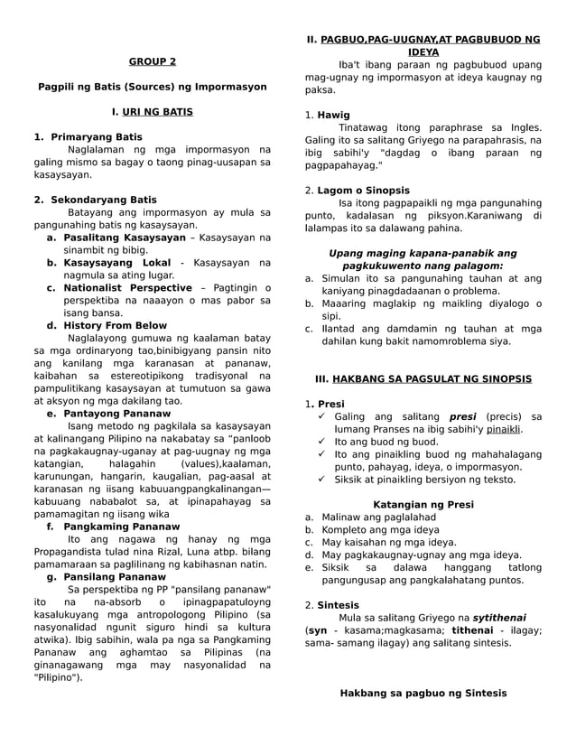 chapters in FILDIS_compilation BUOD /summary | PDF