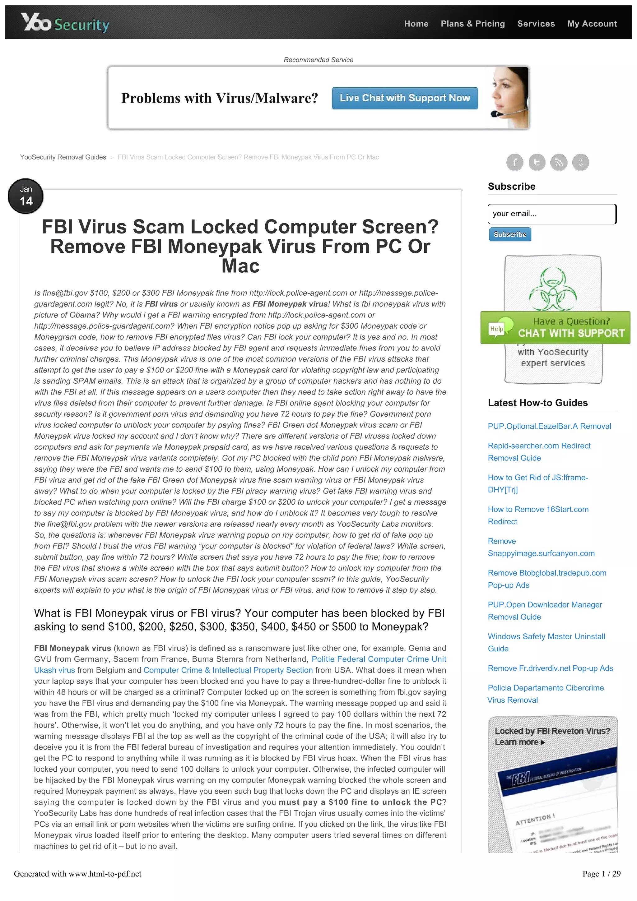 FBI Virus Scam Locked Computer Screen? Remove FBI Moneypak Virus From ...