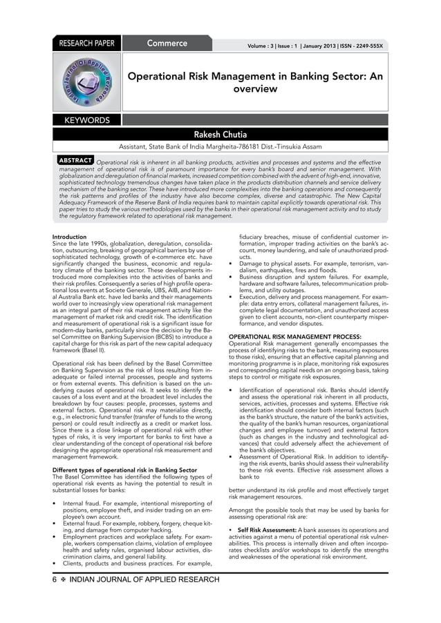 operational risk management in banks | PDF