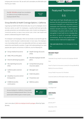 California Group Health Insurance & Employee Benefits | PDF