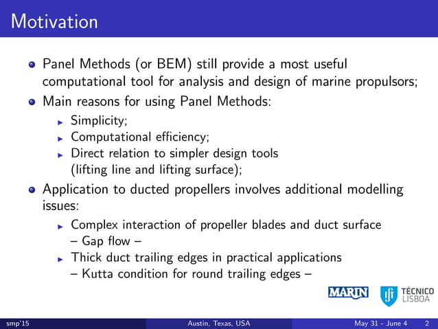 Potential Flow Modelling Of Ducted Propellers With A Panel Method Ppt