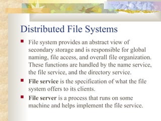 DISTRIBUTED FILE SYSTEM- Design principles, consistency models | PPT