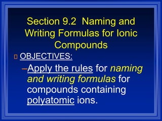 chemistry chapter 9 "Chemical Names and Formulas" | PDF