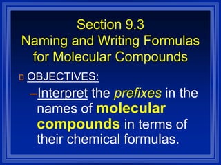 chemistry chapter 9 "Chemical Names and Formulas" | PDF