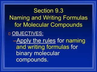 chemistry chapter 9 "Chemical Names and Formulas" | PDF