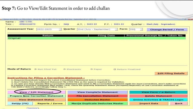 Simplified Instructions for Filing Form 26Q Using Gen TDS e-Filing Software | PDF