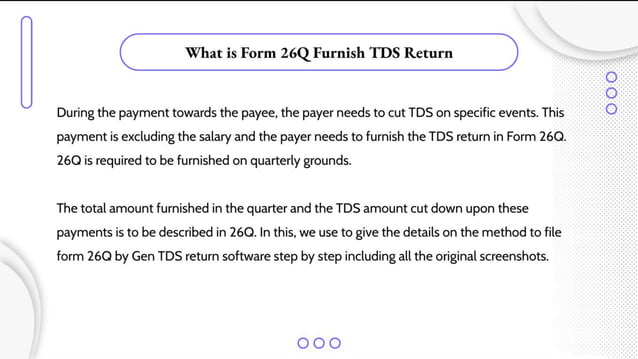 Simplified Instructions for Filing Form 26Q Using Gen TDS e-Filing ...