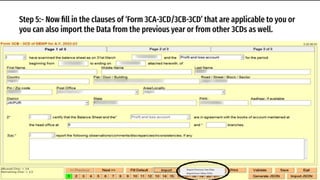 Guide for Filing Form 3CA-3CD/3CB-3CD Using Gen Bal Software | PPT