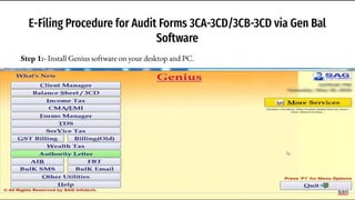 Guide for Filing Form 3CA-3CD/3CB-3CD Using Gen Bal Software | PPT