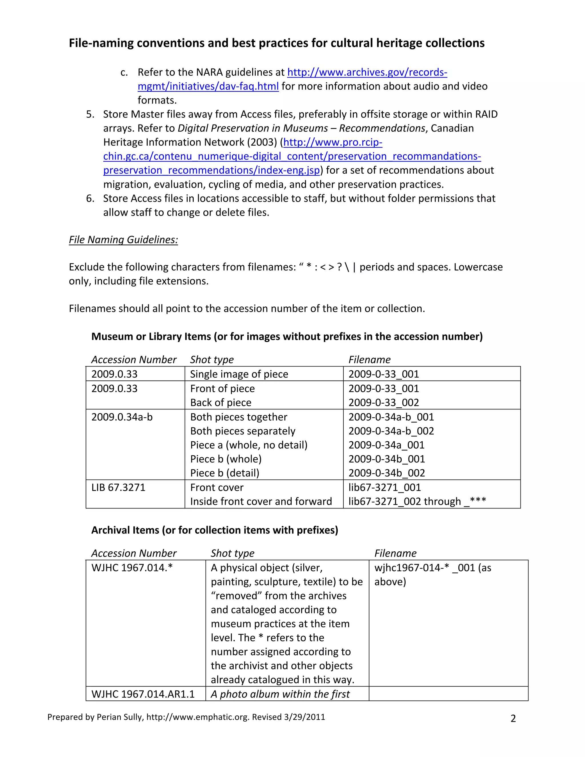 File naming conventions and best practices for cultural institutions | PDF