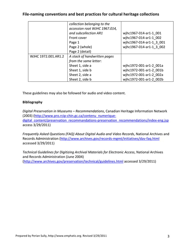 File naming conventions and best practices for cultural institutions | PDF