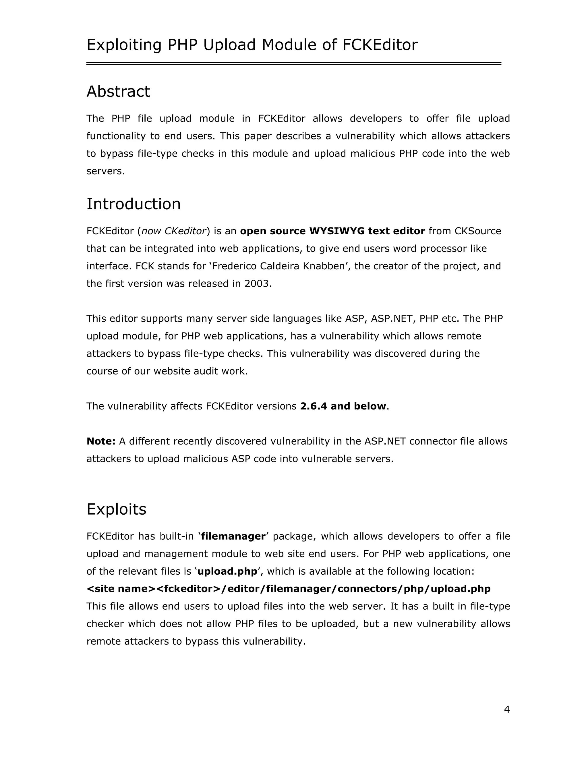 File upload-vulnerability-in-fck editor | PDF