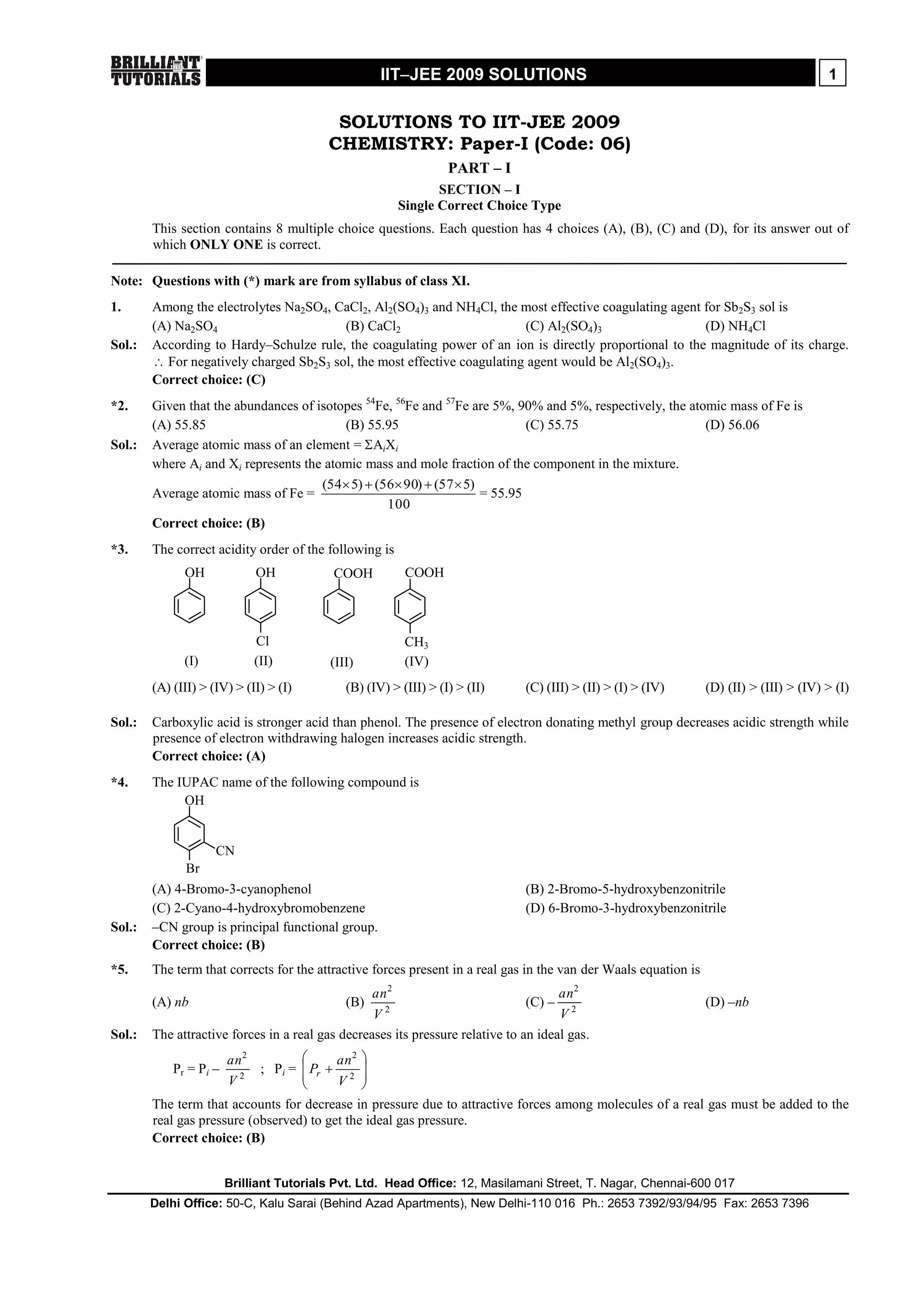File 01 Iit Jee 09 Paper 01 Pcm | PDF