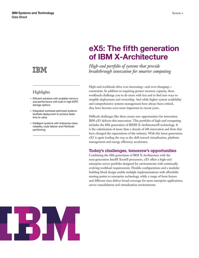 IBM e x5 Brochure | PDF