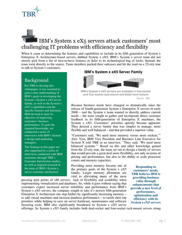IBM System x eX5 Servers Attack Customers Most Challenging IT Problems | PDF