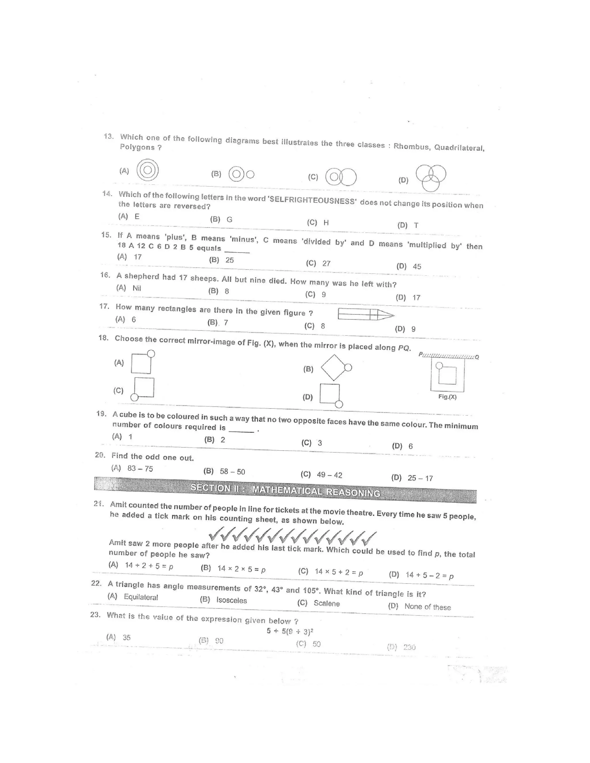 sample paper 1 for imo clases 7 and 8 | PDF