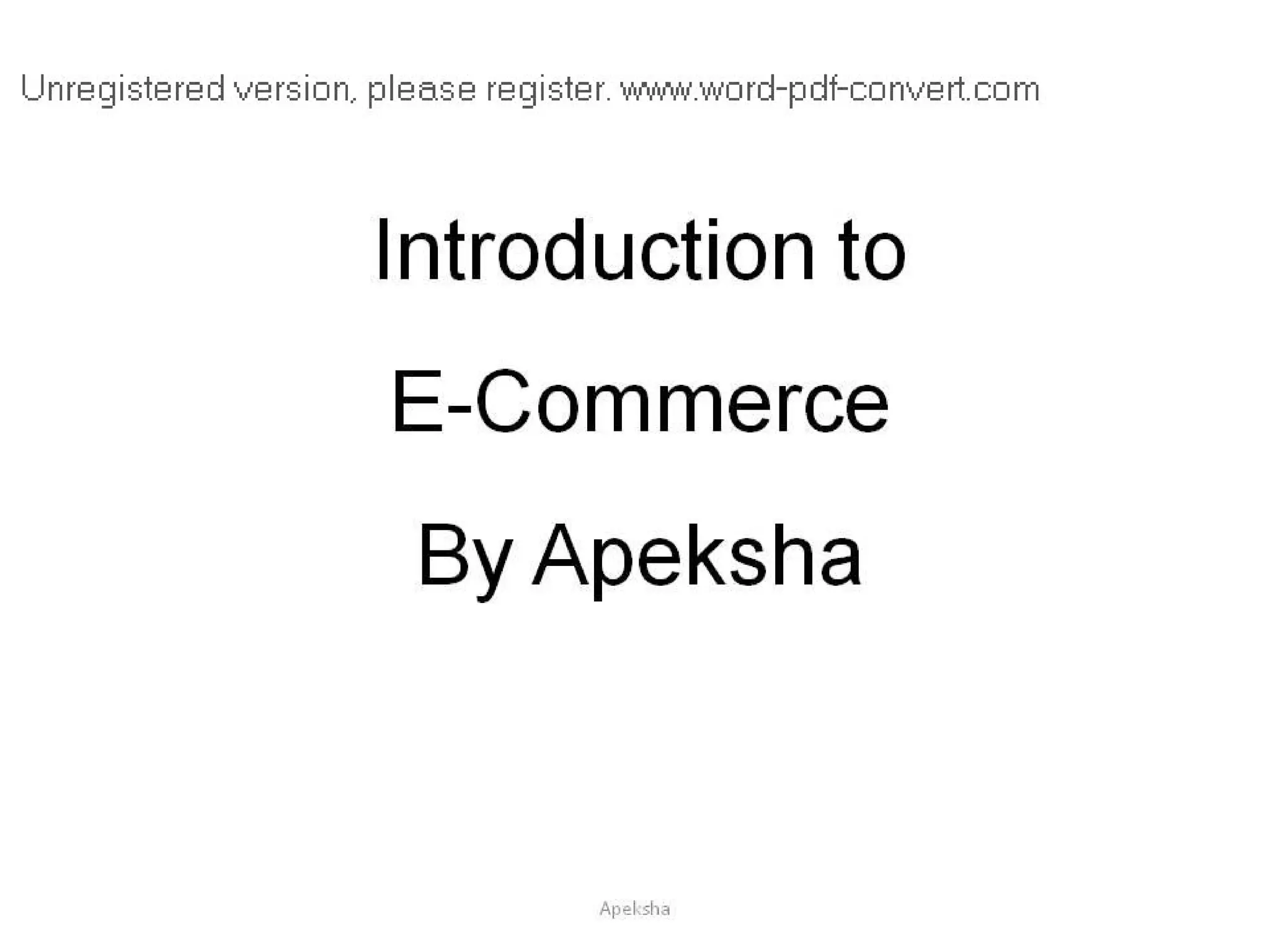 Introduction to Ecommerce | PDF