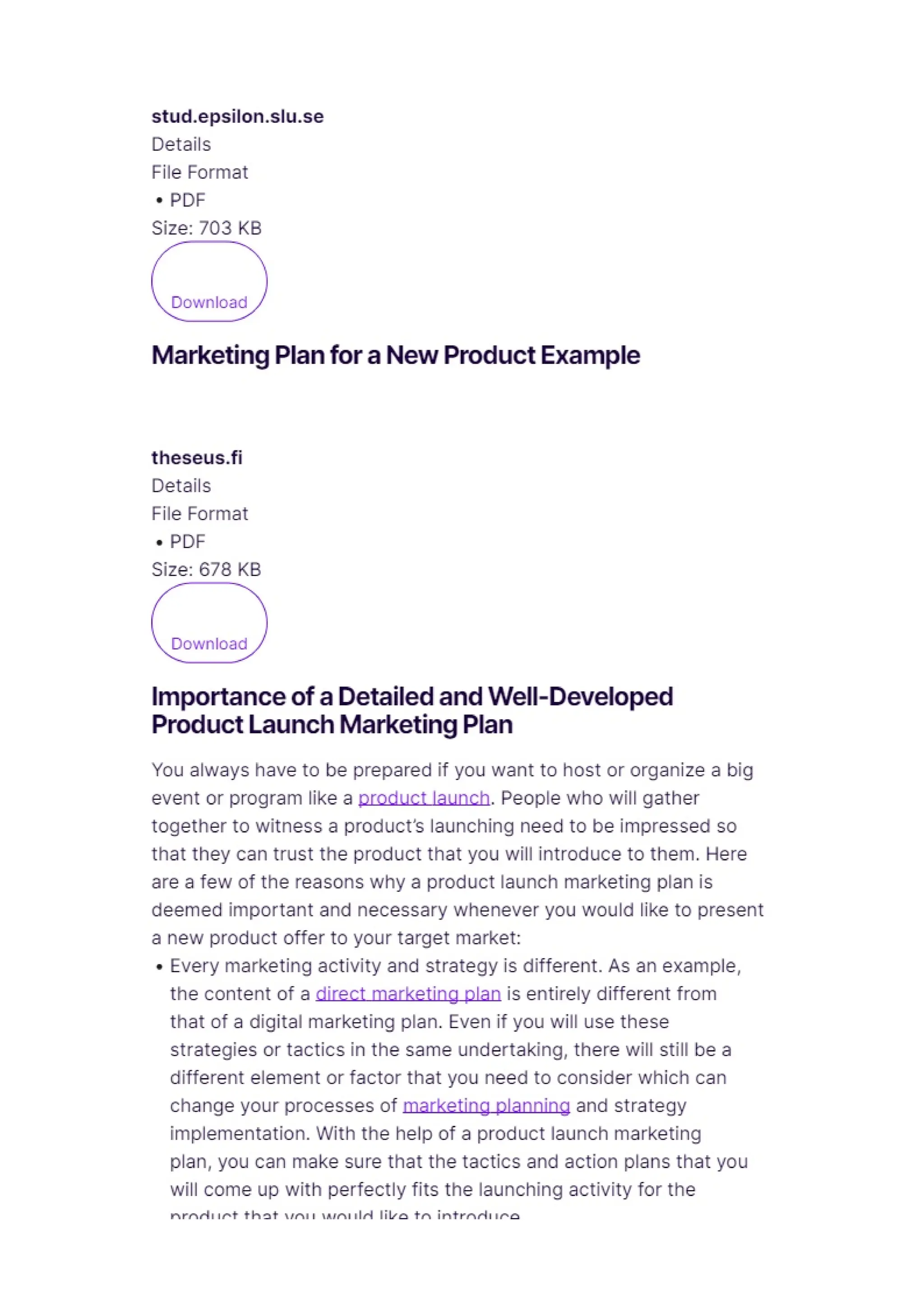 product marketing strategy plan for food | PDF