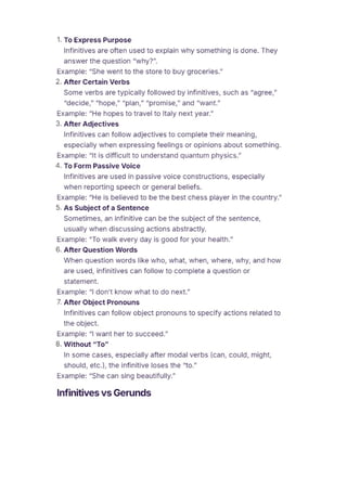 VERBS - INFINITIVE VERBS EXAMPLES IN SENTENCES | PDF