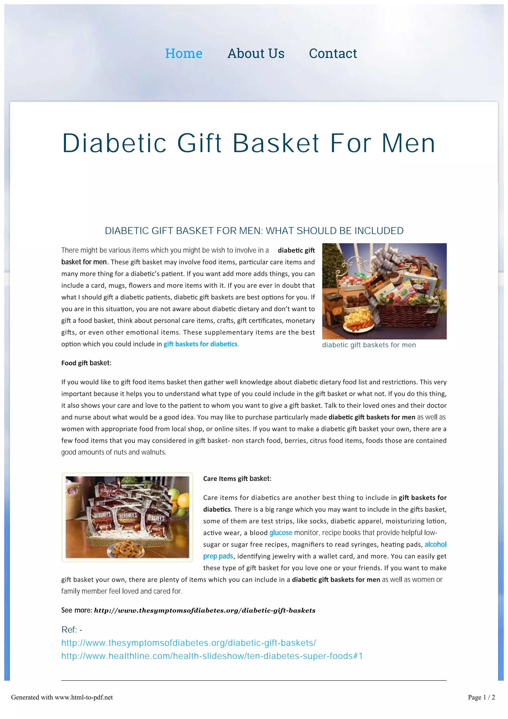 Diabetic Gift Basket For Men | PDF