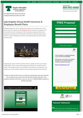 Los Angeles Group Health Insurance & Employee Benefit Plans | PDF