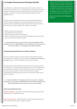 Los Angeles Group Health Insurance & Employee Benefit Plans | PDF