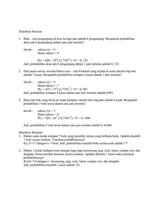 File1 soal contoh binomial dan poisson | PDF