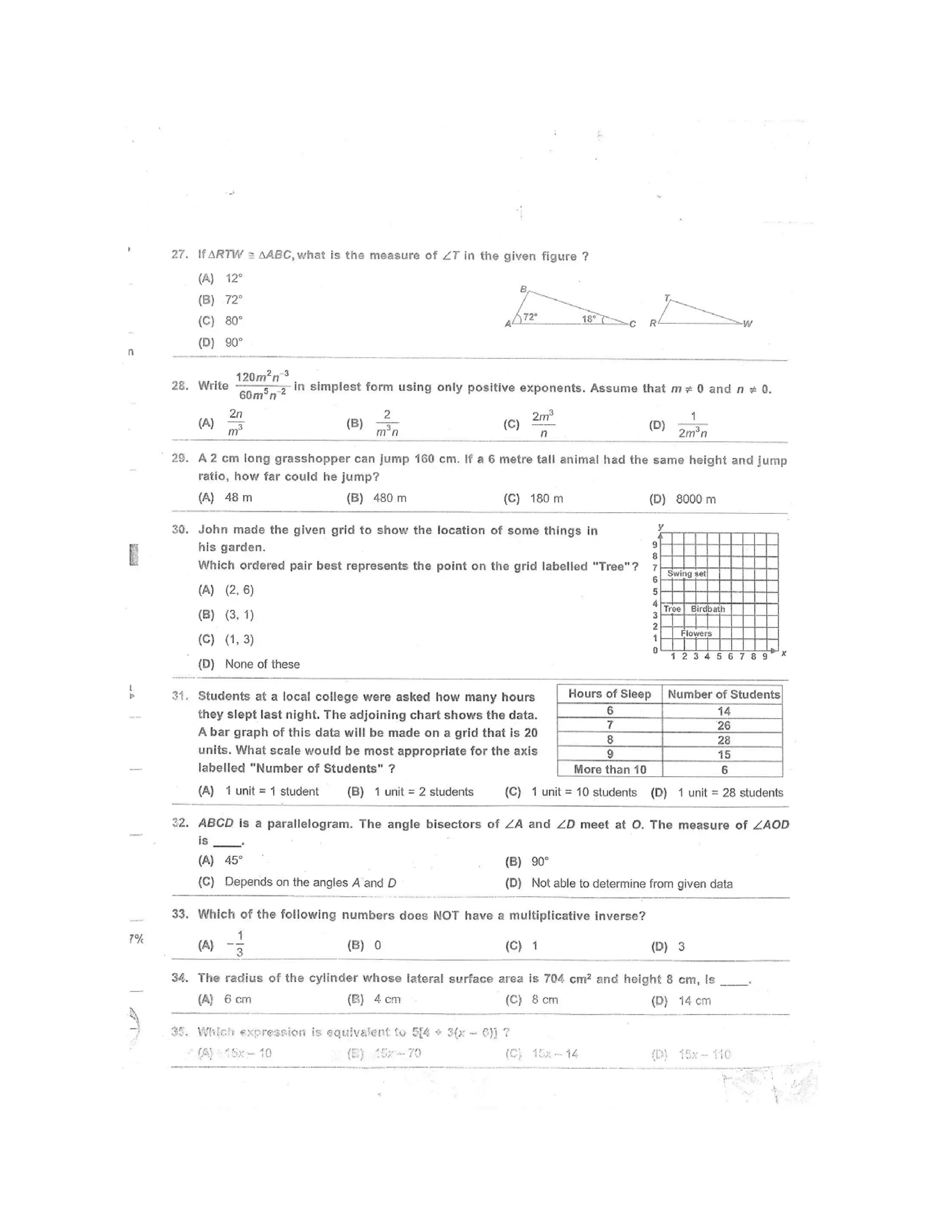 imo sample paper for classes 7 and 8 | PDF