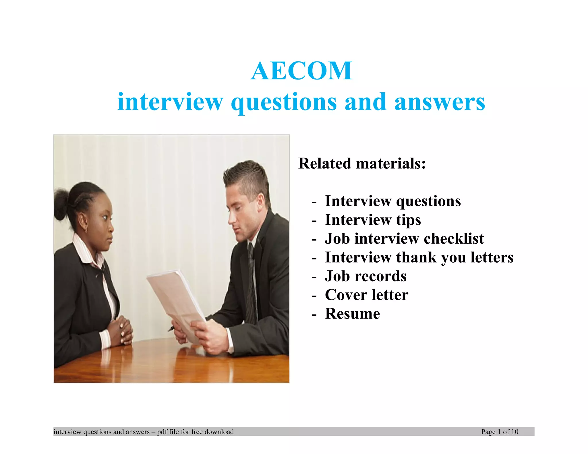 AECOM interview questions and answers | DOC