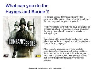 Haynes and Boone interview questions and answers | PPT