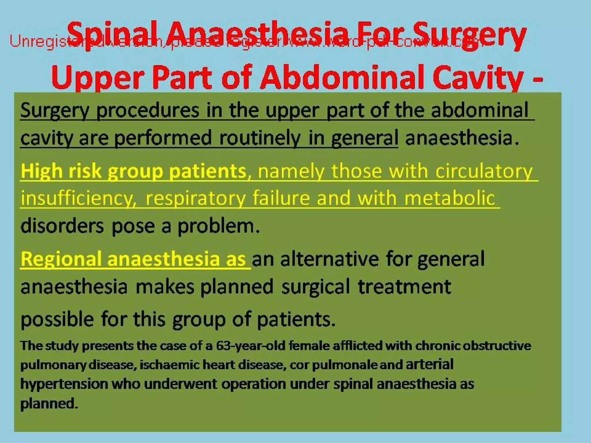 File2 high spinal anesthesia for cardiac high risk with spinal ...