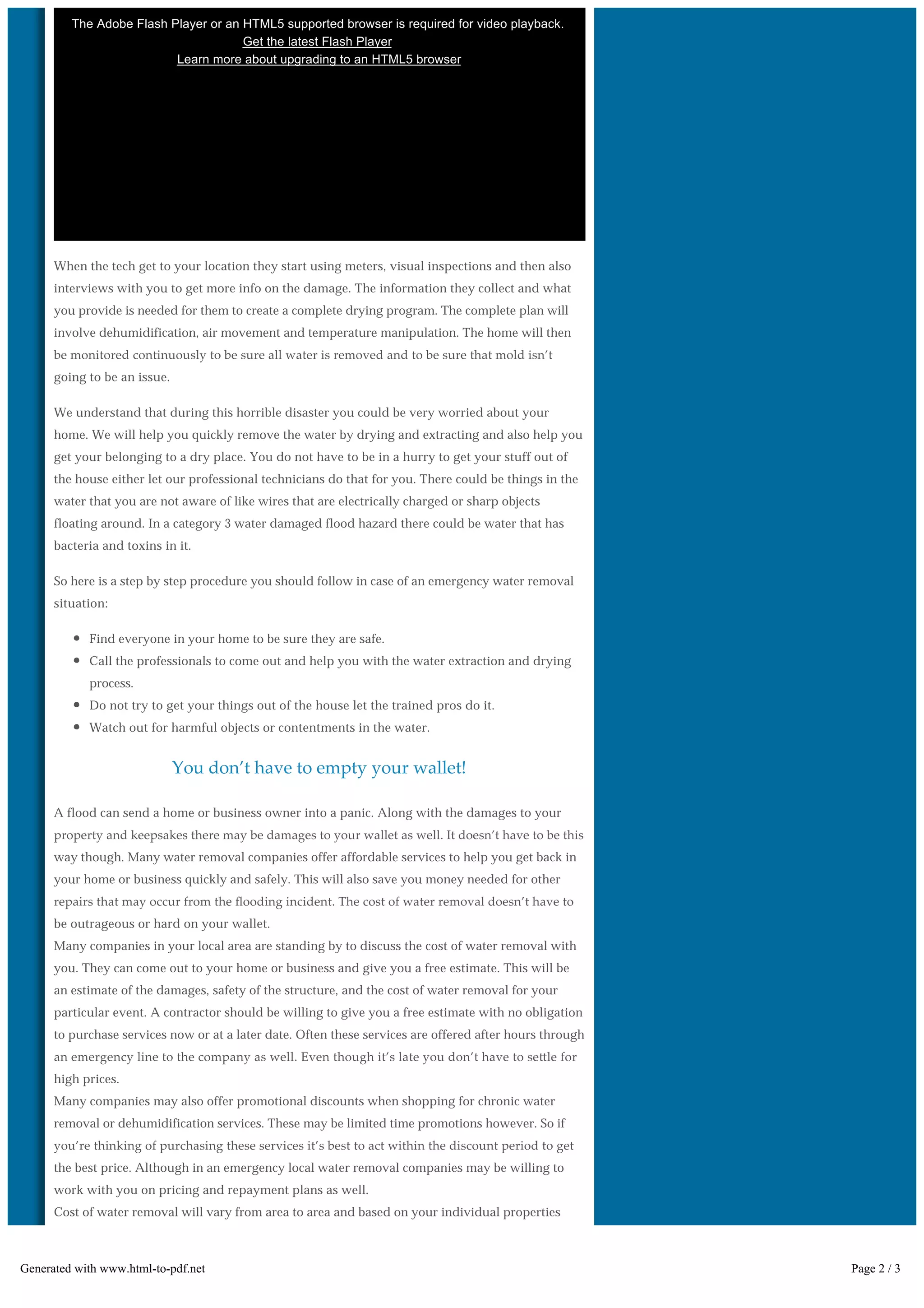 Emergency Water Damage Removal | Restoration | Extractions | PDF