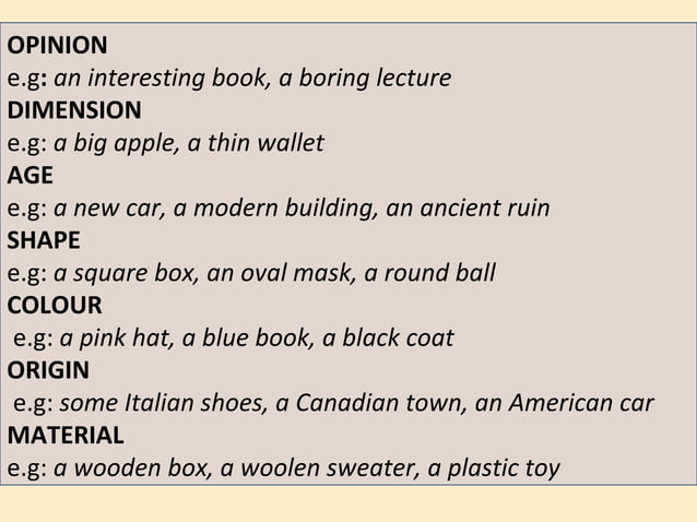 File 2 a.adjective order | PPT | Free Download