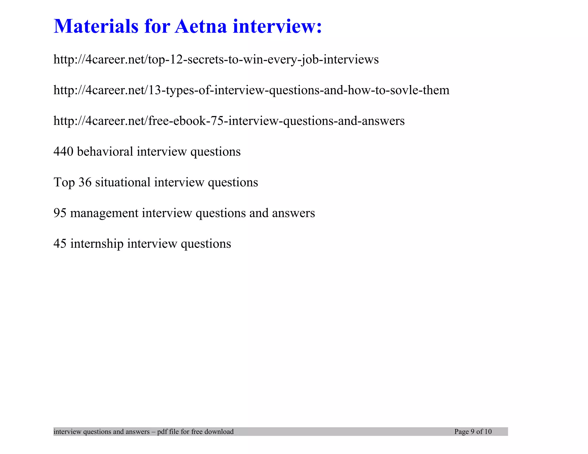 Aetna interview questions and answers | DOC
