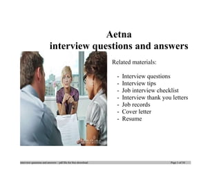 Aetna interview questions and answers | DOC