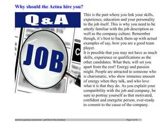 Aetna interview questions and answers | DOC