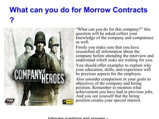 Morrow Contracts interview questions and answers | PPT