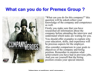 Premex Group interview questions and answers | PPT