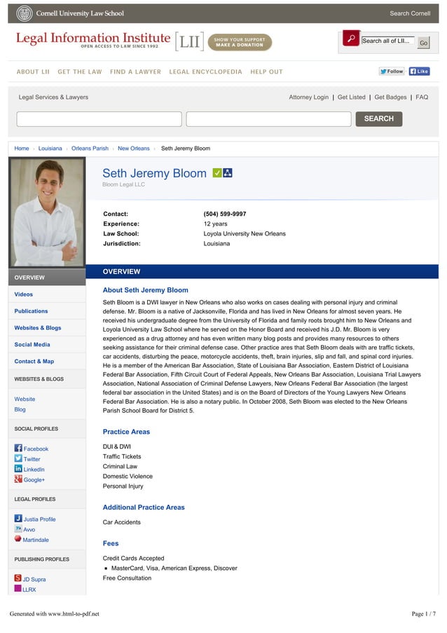 Attorney Seth Jeremy Bloom | PDF Attorney Seth Jeremy Bloom | PDF