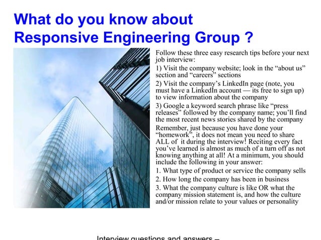 Responsive Engineering Group interview questions and answers | PPT ...