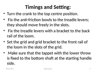 presentation of weaving procedure of sheeding picking and beat up | PPTX