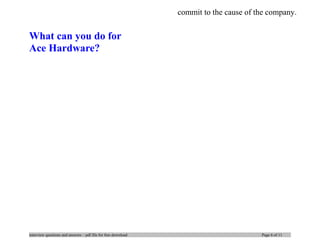 Ace Hardware interview questions and answers | PPT
