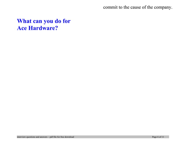 Ace Hardware interview questions and answers | PPT