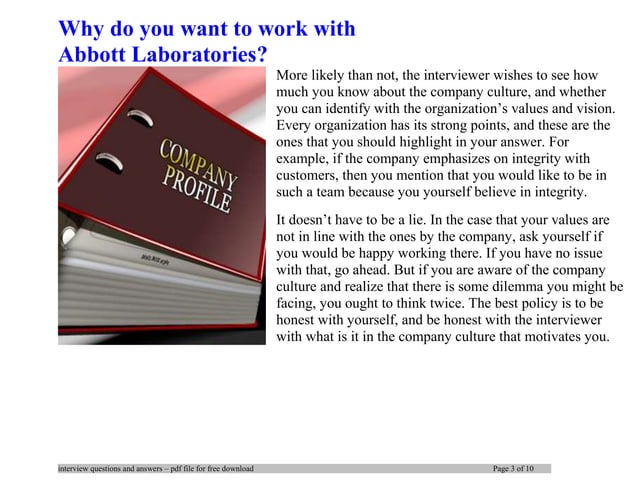 Abbott Laboratories interview questions and answers | PPT Abbott Laboratories interview questions and answers | PPT