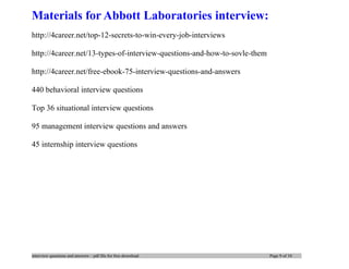 Abbott Laboratories interview questions and answers | DOC