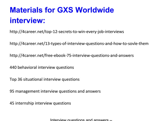 GXS Worldwide interview questions and answers | PPT